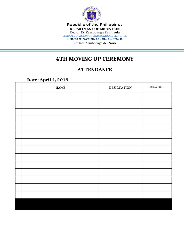 4th Moving Up Ceremony Attendance List | PDF