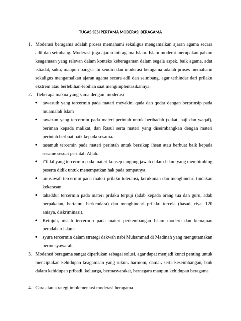 Tugas Sesi Pertama Moderasi Beragama | PDF | Karier & Perkembangan