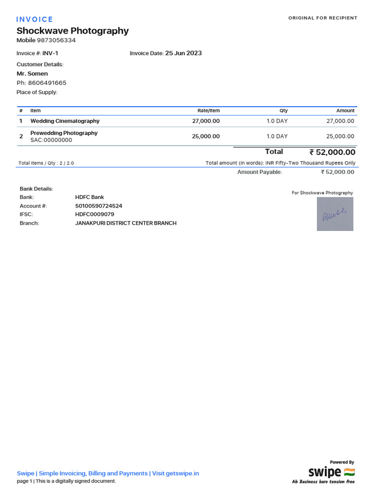 INV_1_for_Customer | PDF