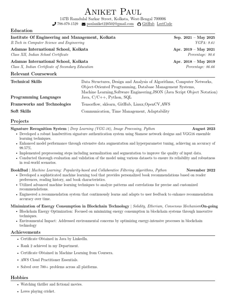 Jake S Resume Anonymous | PDF | Machine Learning | Computing