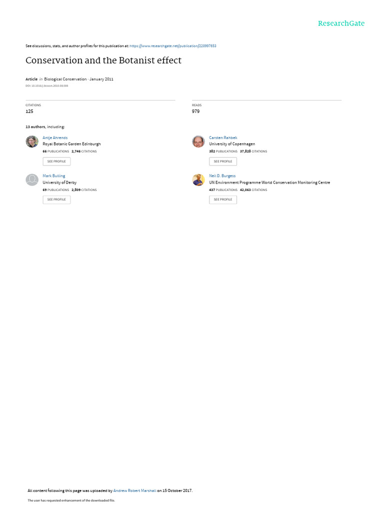 Conservation and The Botanist Effect | PDF | Conservation Biology ...