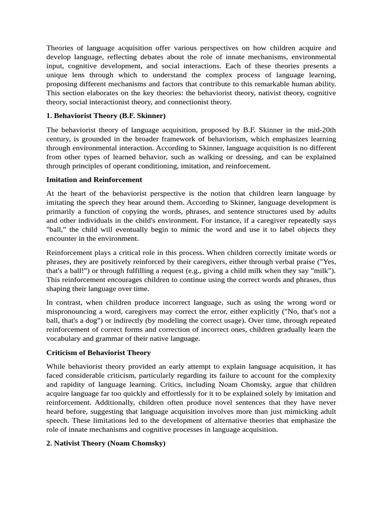 Theories of language acquisition | PDF | Language Acquisition ...