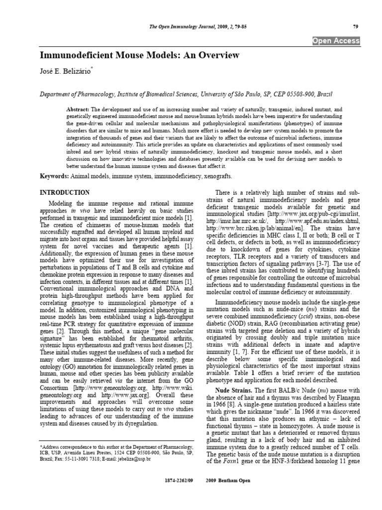 Immunodeficient Mouse Models | PDF | Natural Killer Cell | Quantitative ...