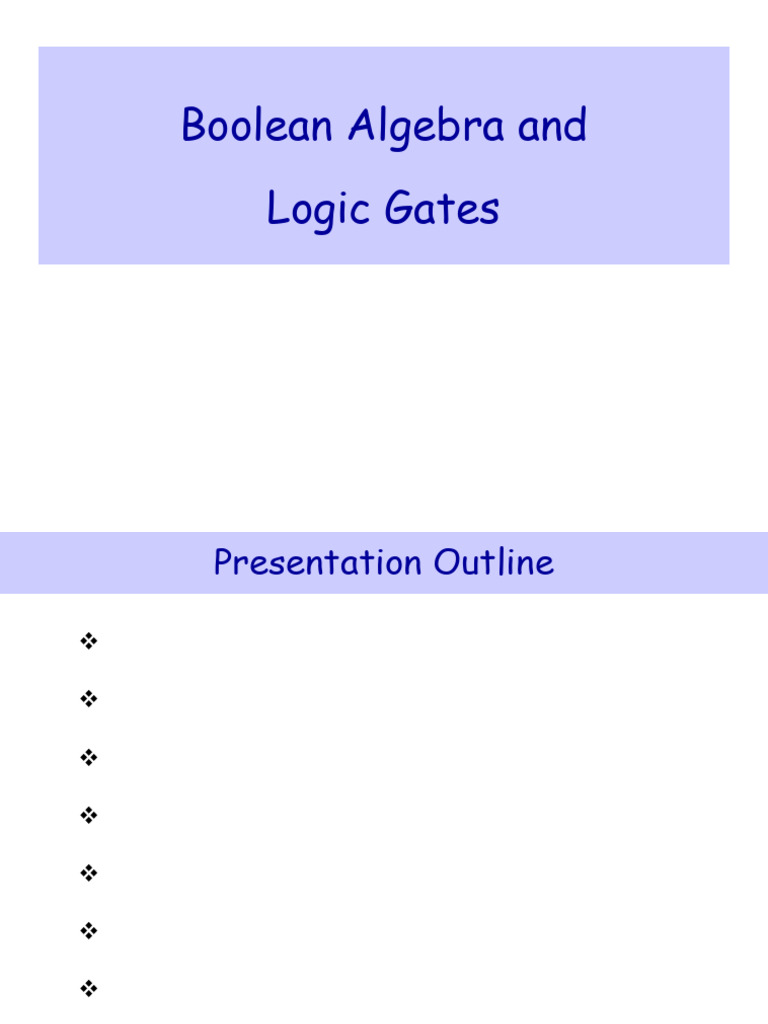 03-BooleanAlgebra&LogicGates | PDF | Boolean Algebra | Teaching Mathematics