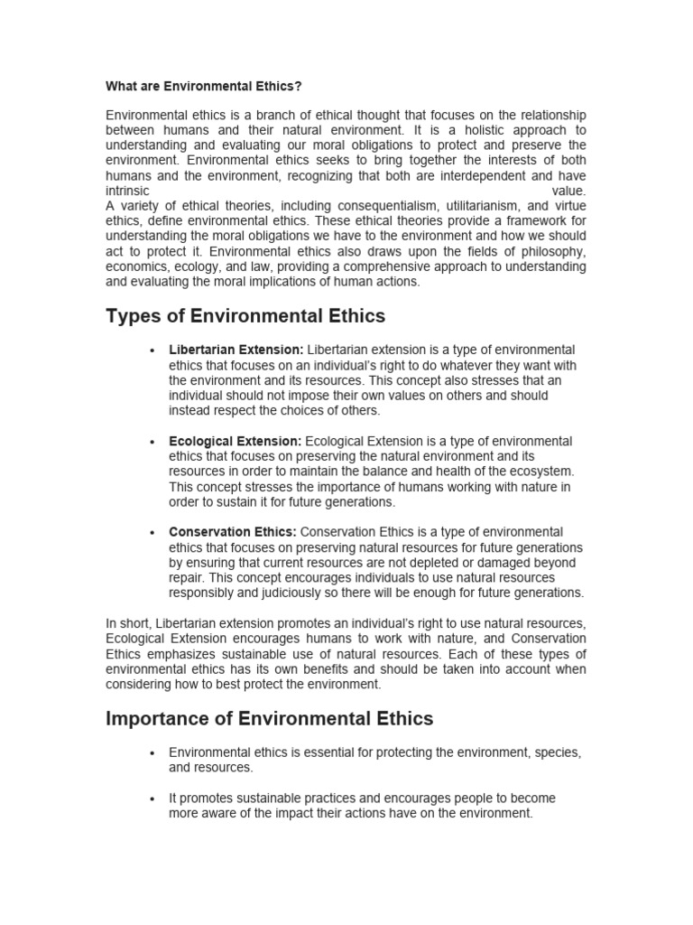 Environmental Ethics & Types | PDF | Environmental Ethics | Natural Environment