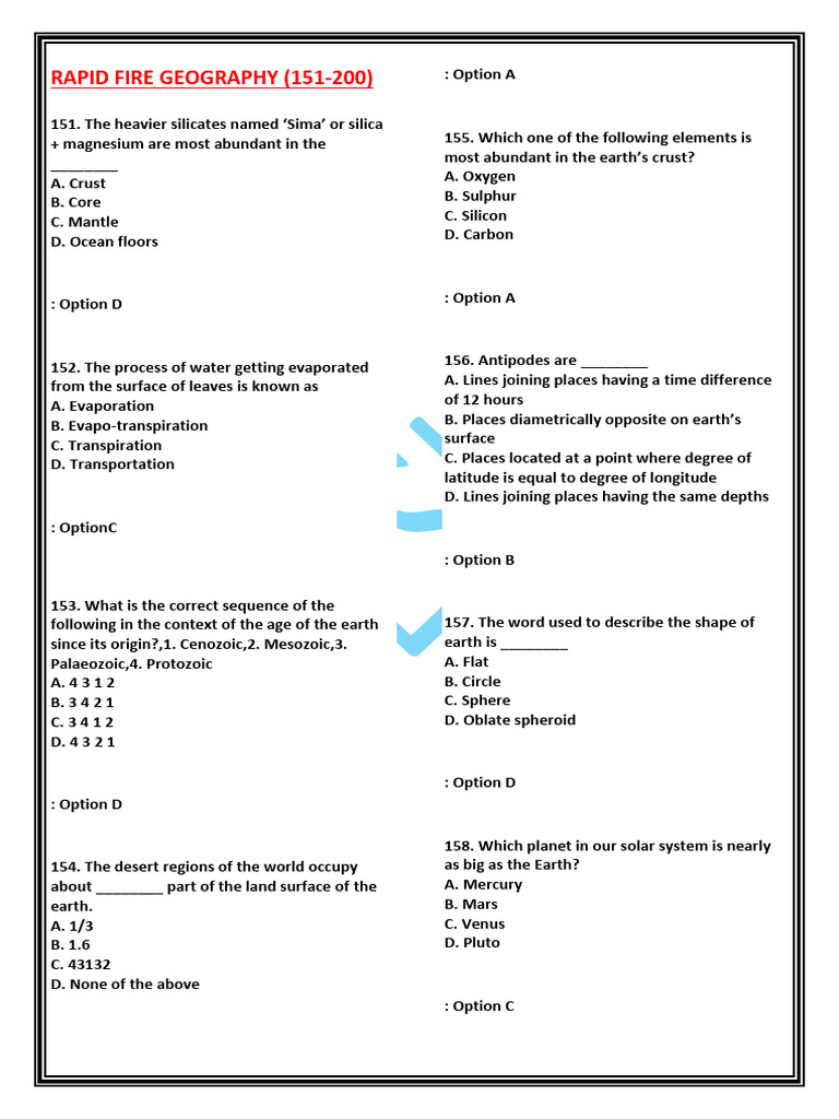 Geography (151-200) Students | PDF | Earth | Moon