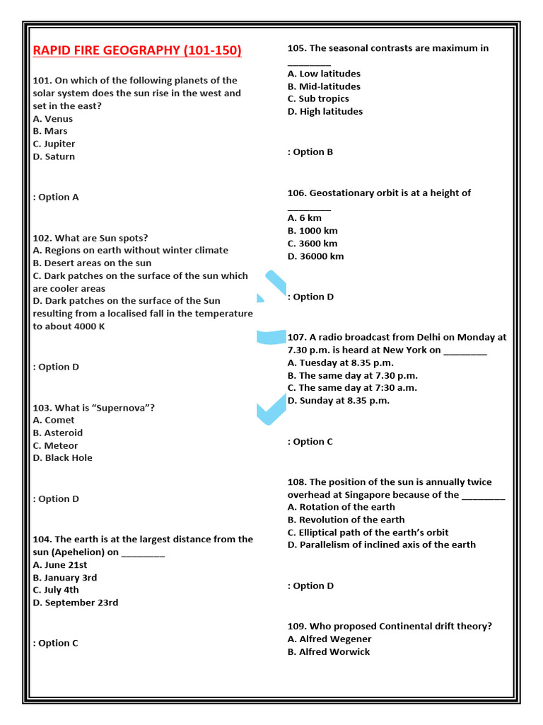 Geography (101-150) Students | PDF | Equator | Earth