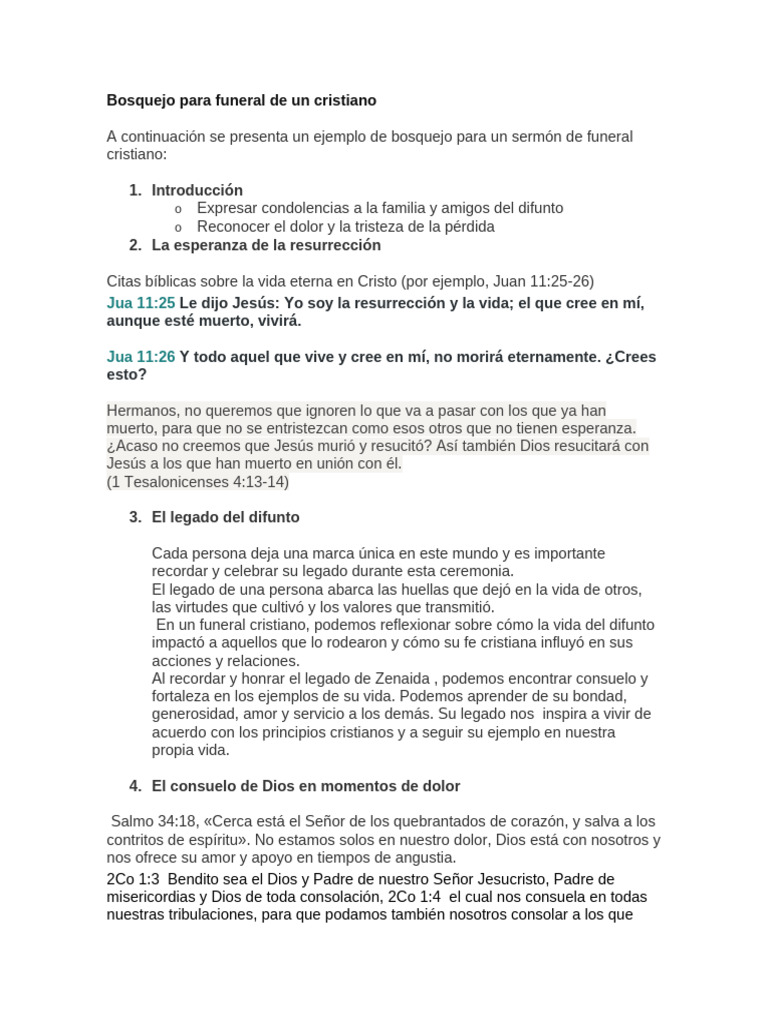 Bosquejo para Funeral Cristiano | PDF | Jesús | Resurrección