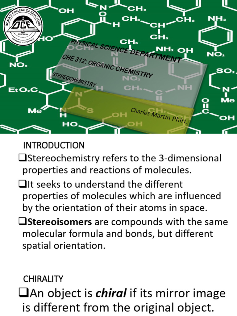 Stereo Chemistry | PDF | Chirality (Chemistry) | Isomer