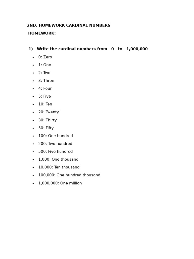 2ND. Homework Cardinal Numbers | PDF | Mathematics | Mathematical Concepts
