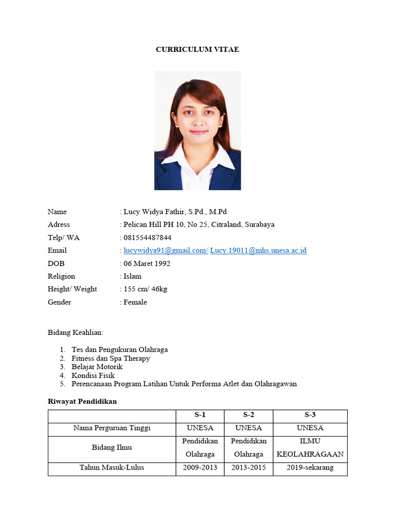 Cv. Lucy Widya Fathir 2021 | PDF