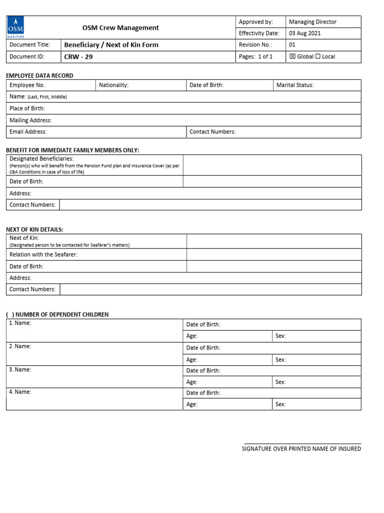 Beneficiary Form | PDF