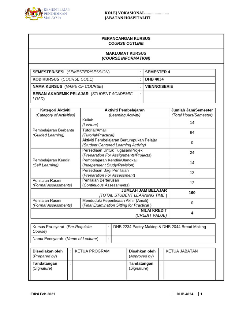 Viennoiserie Course Outline | PDF | Baking | Baked Goods