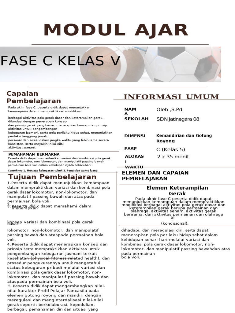 Modul Ajar Pendidikan Jasmani Olahraga Dan Kesehatan PJOK Modul Ajar ...