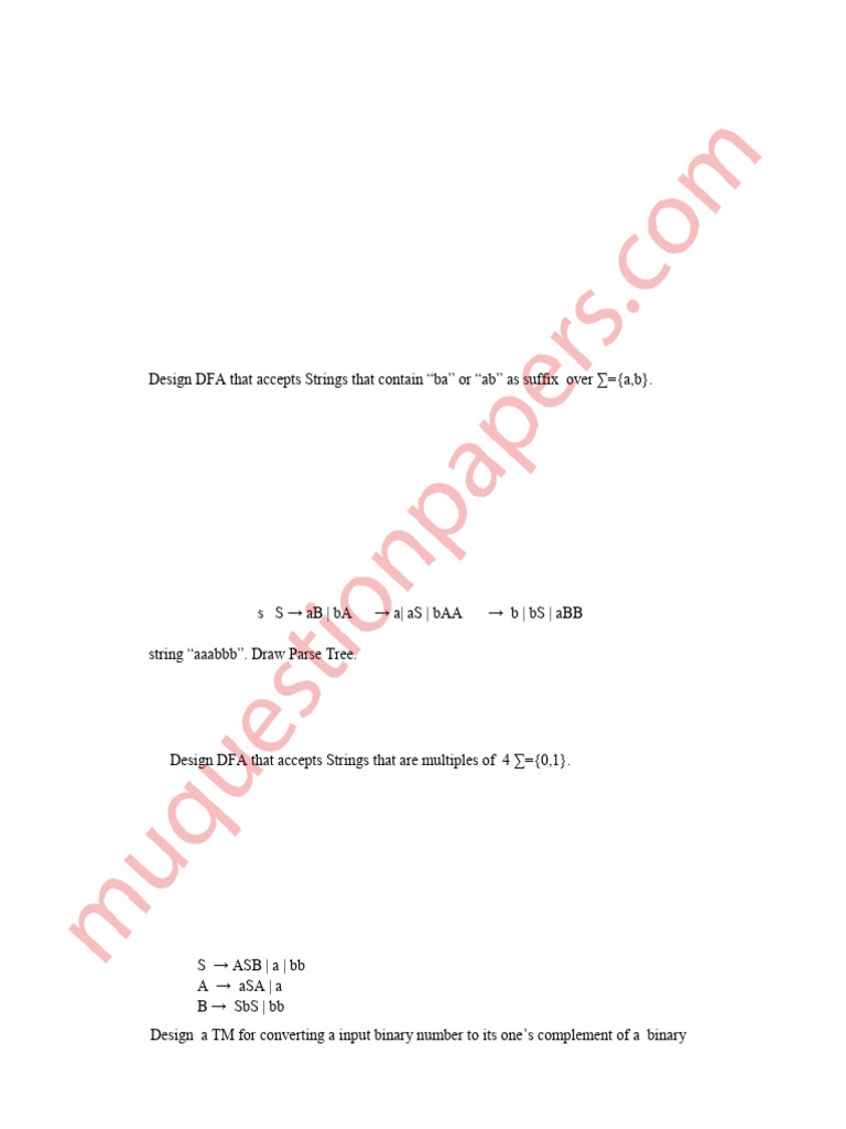 Theoretical Computer Science Exam | PDF | Models Of Computation | Grammar