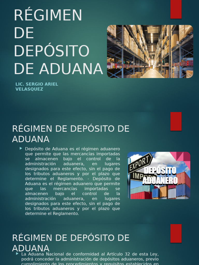 RÉGIMEN DE DEPÓSITO DE ADUANA | PDF | aduana | Gobierno