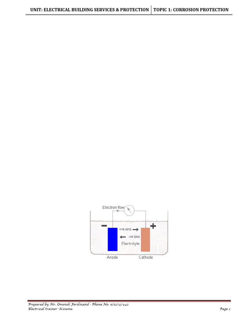 TOPIC 1 CORROSION PROTECTION (1)-1 | PDF | Anode | Corrosion