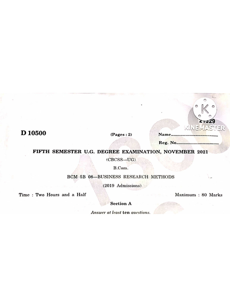 Business Research Method Previous Question Paper 2021 Credit Uo | PDF