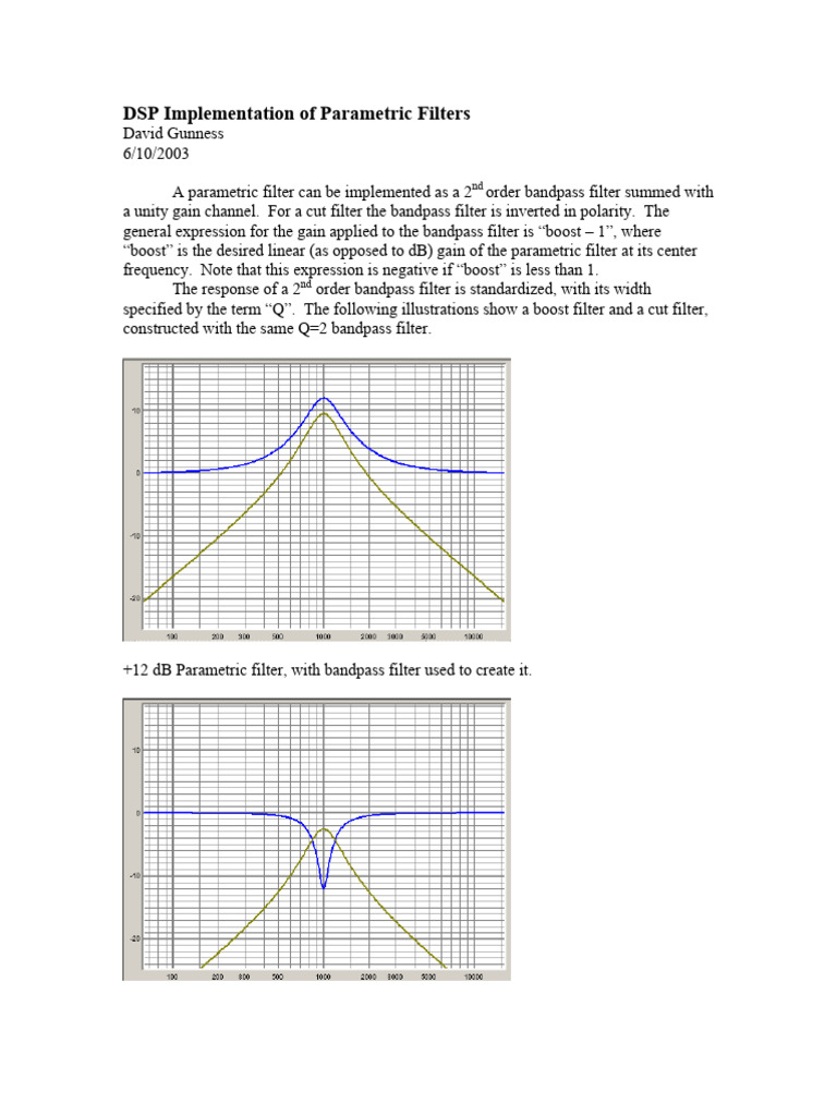 Parametric Filter DSP Implementation Guide | PDF | Equalization (Audio) | Filter (Signal Processing)