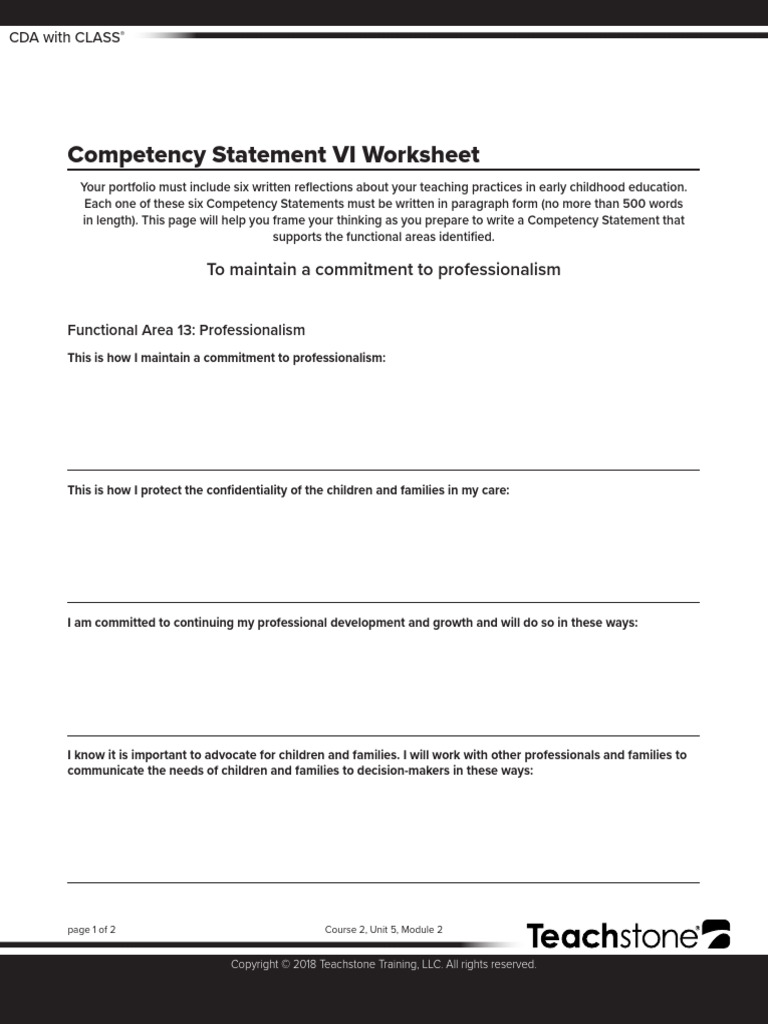 Worksheet CompetencyStatementVI | PDF | Career & Growth | Business