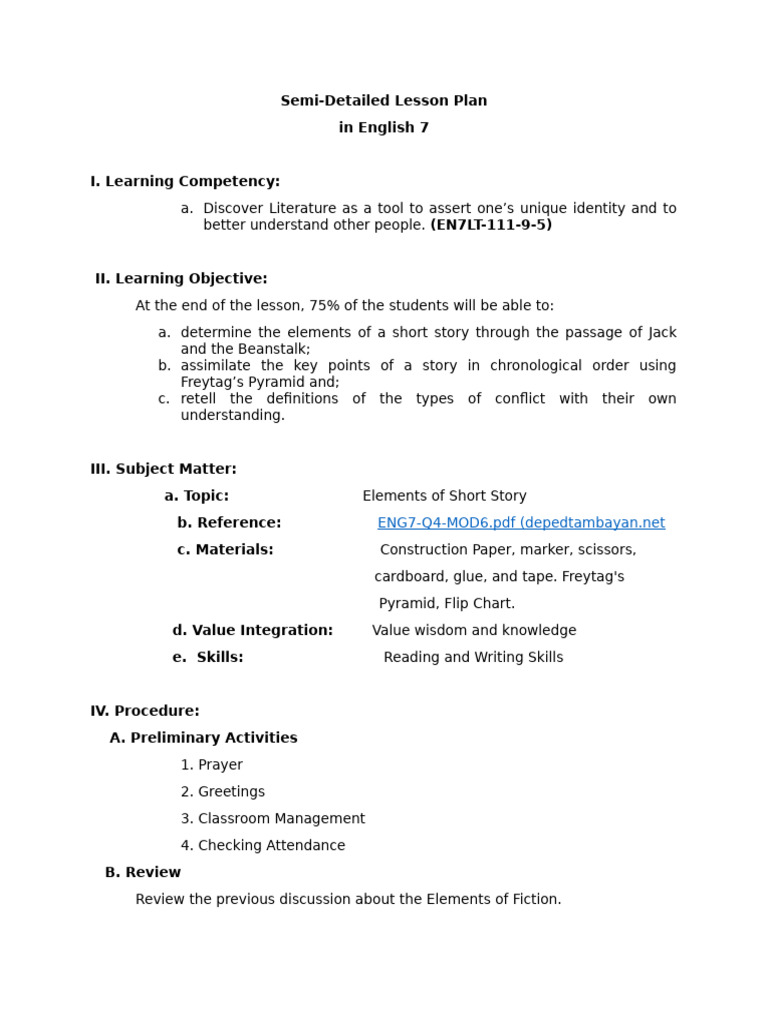 Semi LESSON PLAN | PDF | Cinderella | Plot (Narrative)