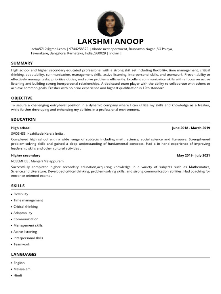 Lakshmi Anoop (CV) | PDF