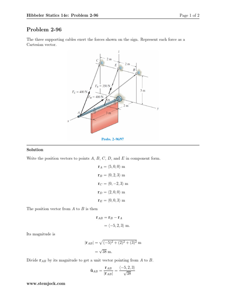 Hibbeler S14 e CH 2 P 96 | PDF | Euclidean Vector | Mechanical Engineering