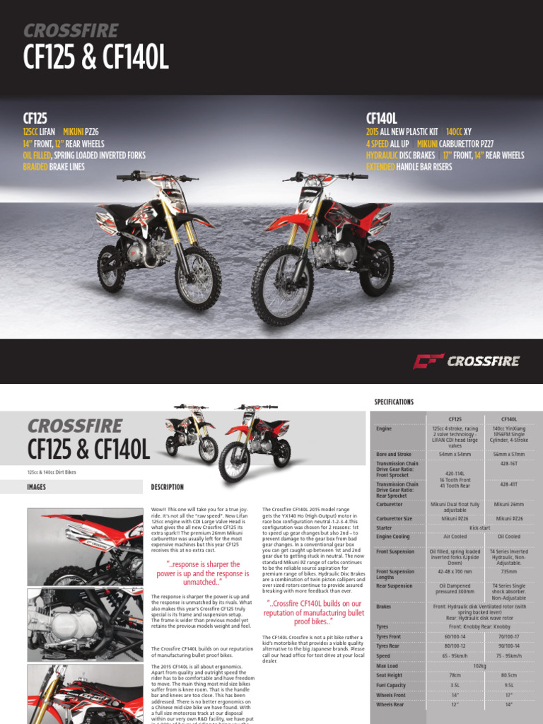 CF125 & CF140L Dirt Bike Overview | PDF | Gear | Vehicles