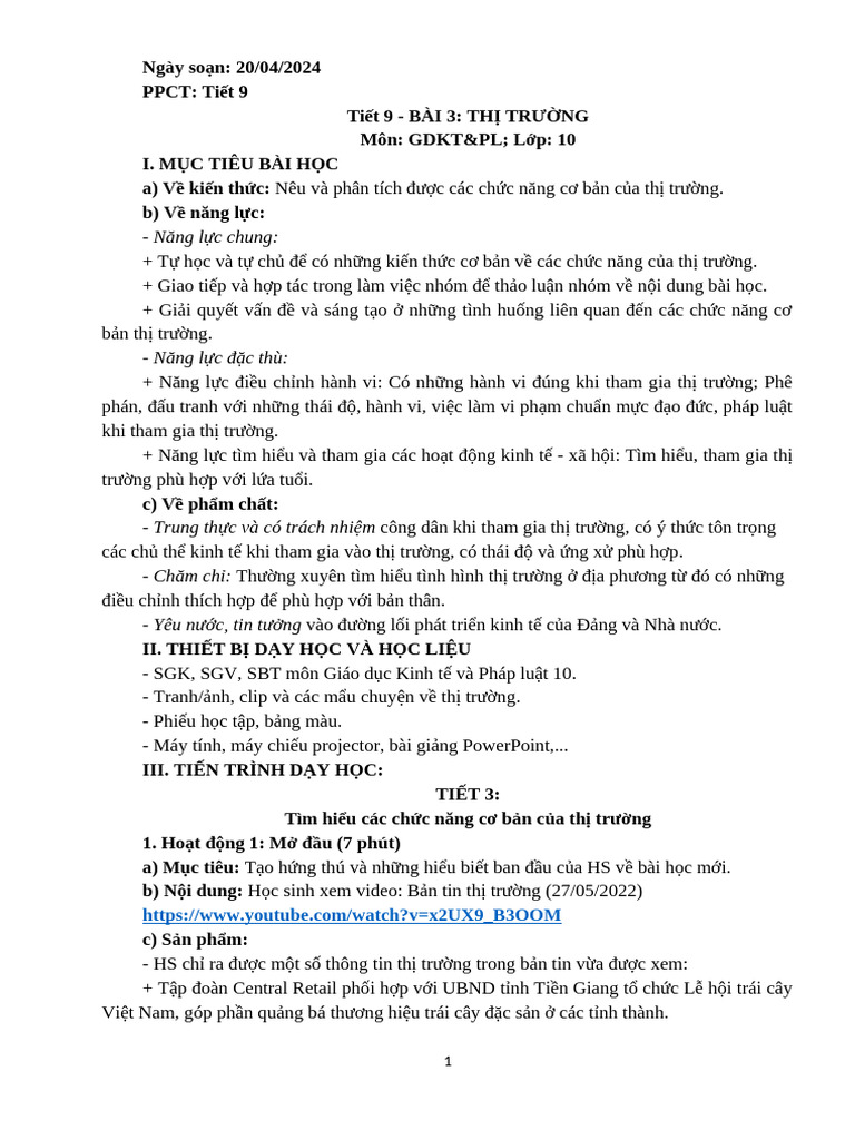 KHBG - Môn KTPL | PDF