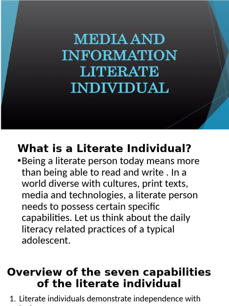 Media Literate Individual | PDF | Literacy | Communication
