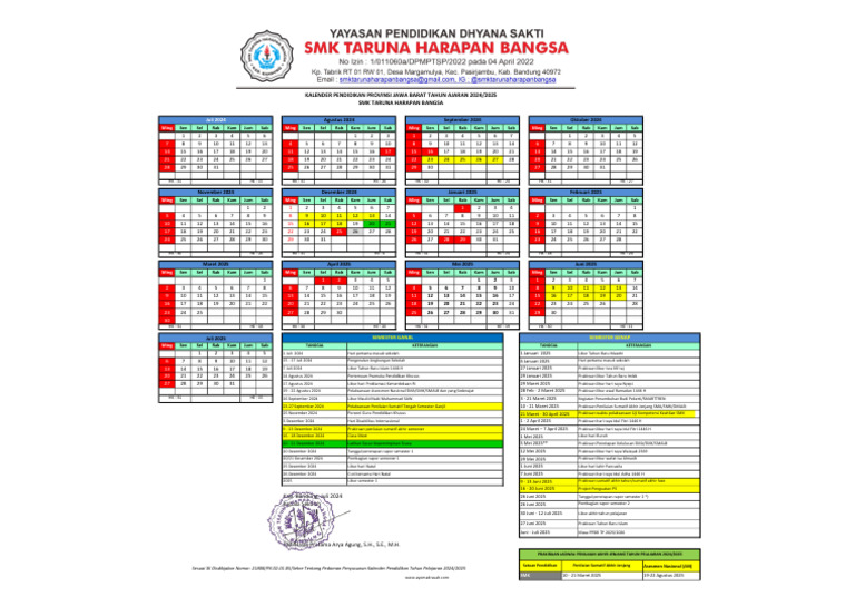 Kalender Pendidikan SMK THB 2024-2025 | PDF