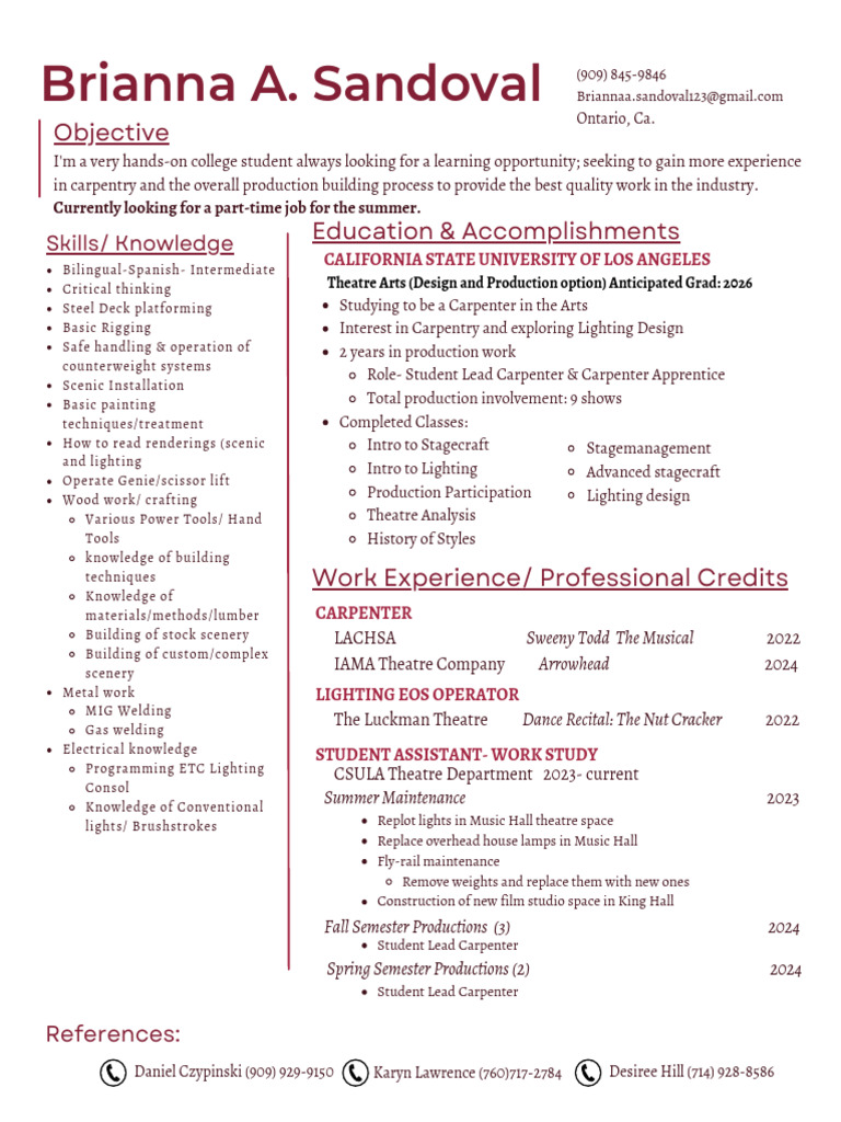 Brianna Sandoval: Aspiring Carpenter Skills | PDF | Carpentry | Crafts