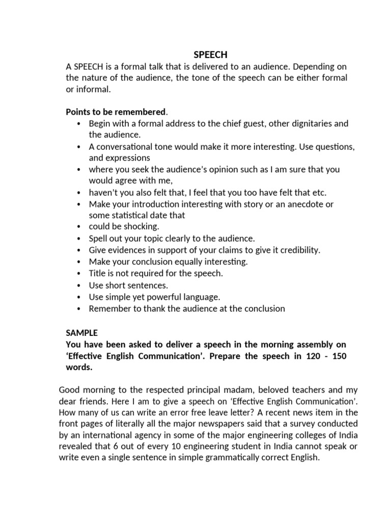 Speech | PDF | English Language | Speech