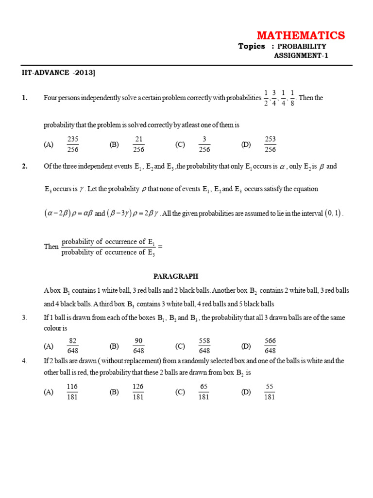 Probability | PDF | Probability | Probability And Statistics