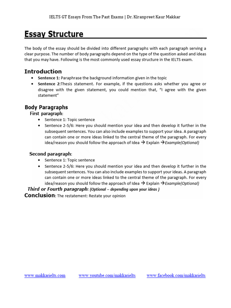 Essay Structure: Sentence 1: Sentence 2 | PDF | Essays | Question
