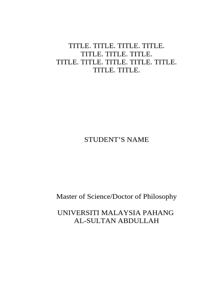 UMP Thesis Template | PDF | Microsoft Word | Thesis