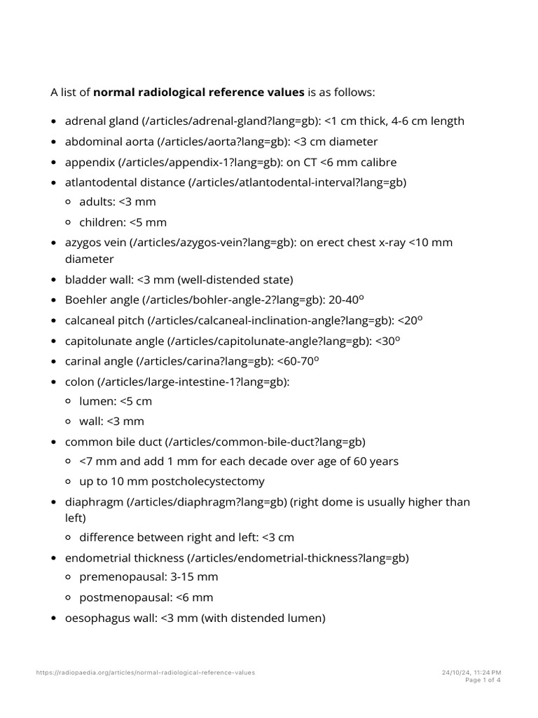 Adult Measurements in Usg | PDF | Cardiovascular System | Angiology