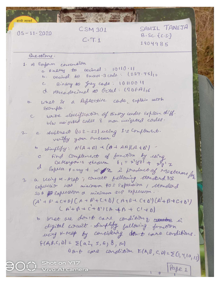 Sahil Taneja - CSM301 | PDF