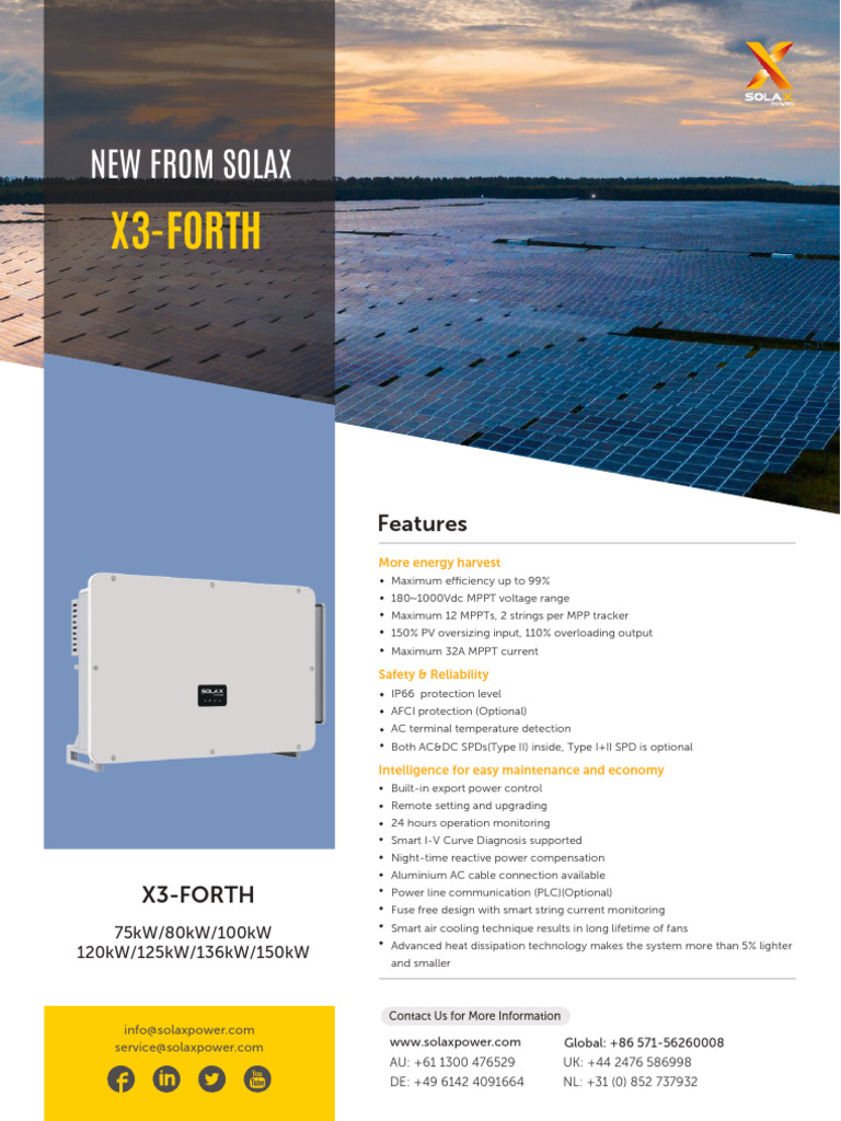 Solax 80kW Inverter Datasheet | PDF | Electrical Equipment | Electrical ...