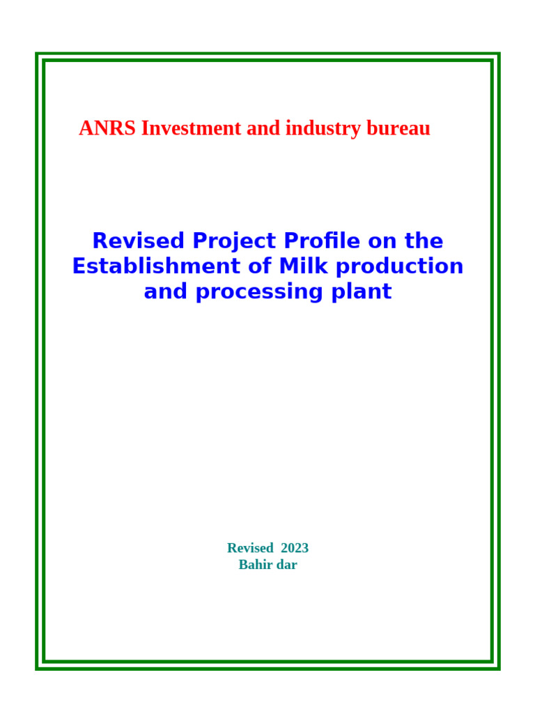Milk Production Plant Project Profile | PDF | Net Present Value | Expense