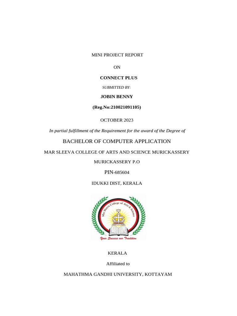Connect Plus Project Report BCA 2023 | PDF | Software | Data Management