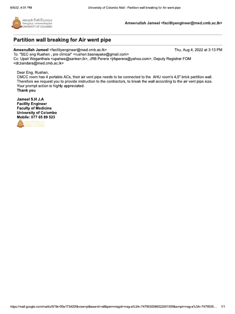 Air Vent Request | PDF