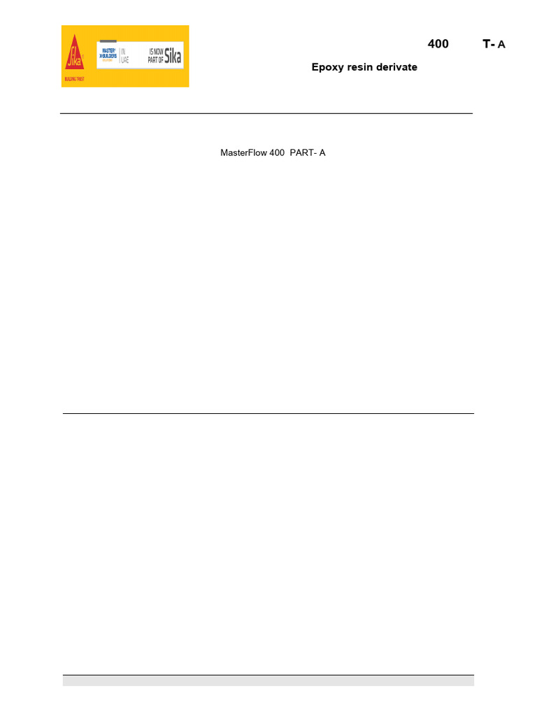SDS - MasterFlow 400 PART - A | PDF | Working Conditions | Safety