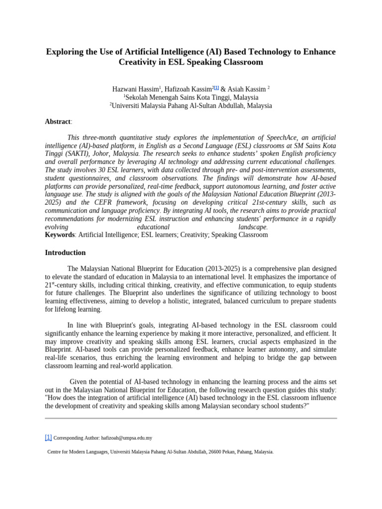 AI Boosts Creativity in ESL Classes | PDF | Creativity | English As A ...