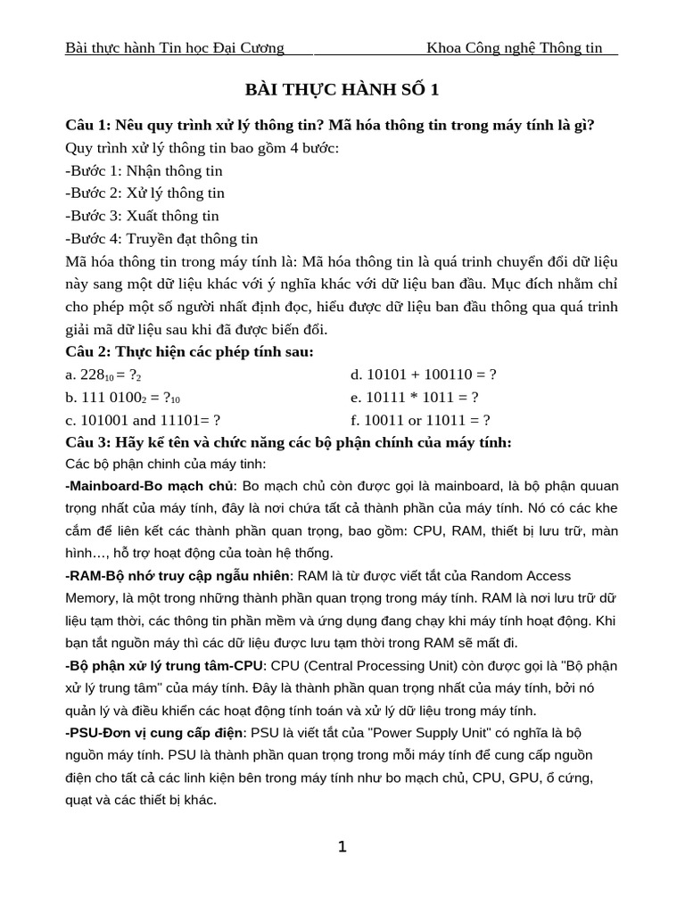 Btth Tin Học b01 | PDF