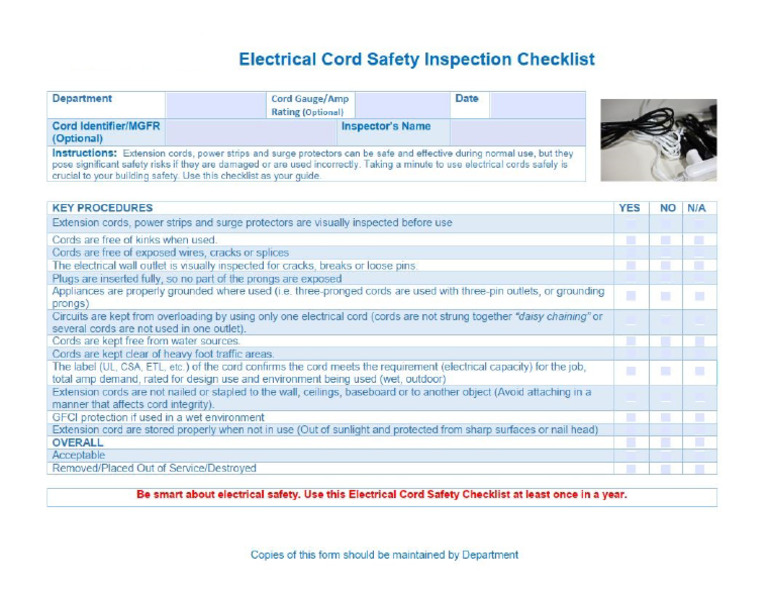 Elec. Cord Checklist | PDF