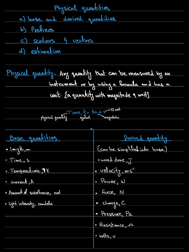 Physical Quantities, Scalar & Vectors and Measurements | PDF ...