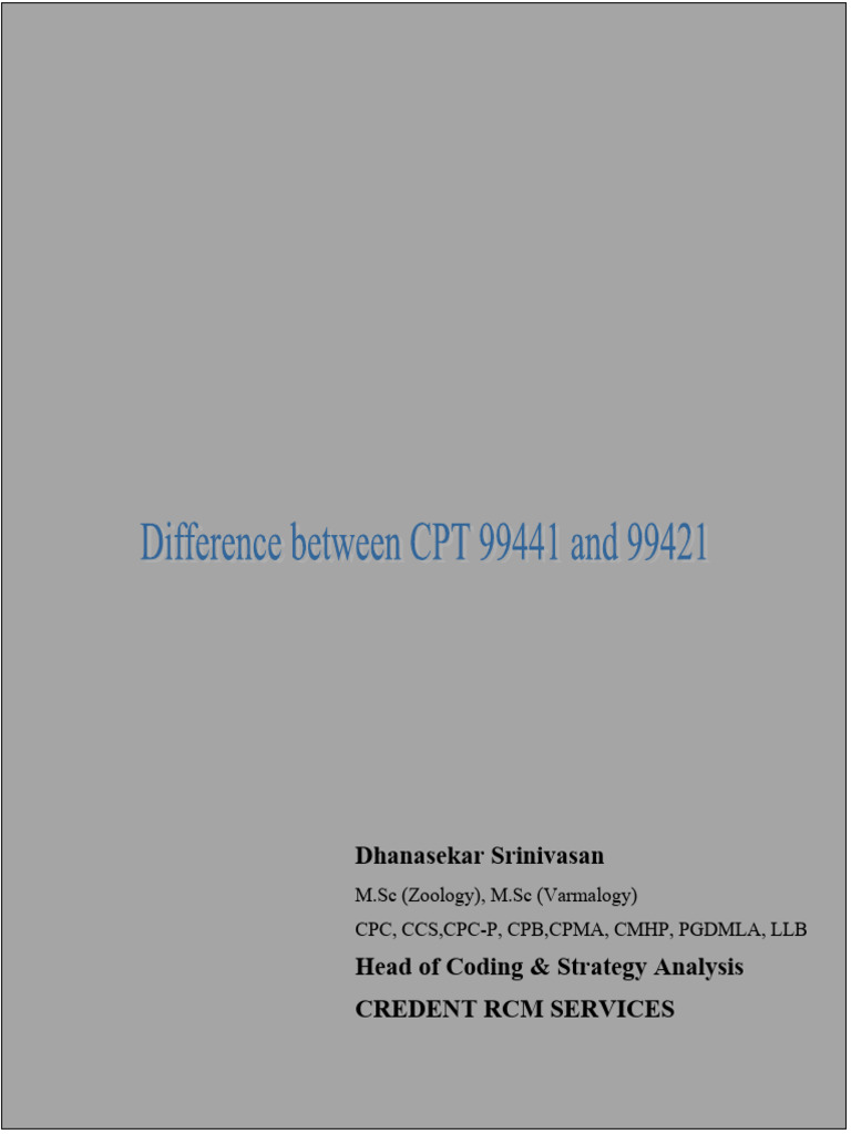Difference Between CPT 99441 and 99421 | PDF | Health Care | Communication