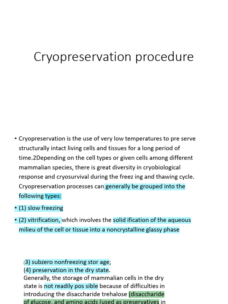 Cryopreservation Procedure | PDF | Semen