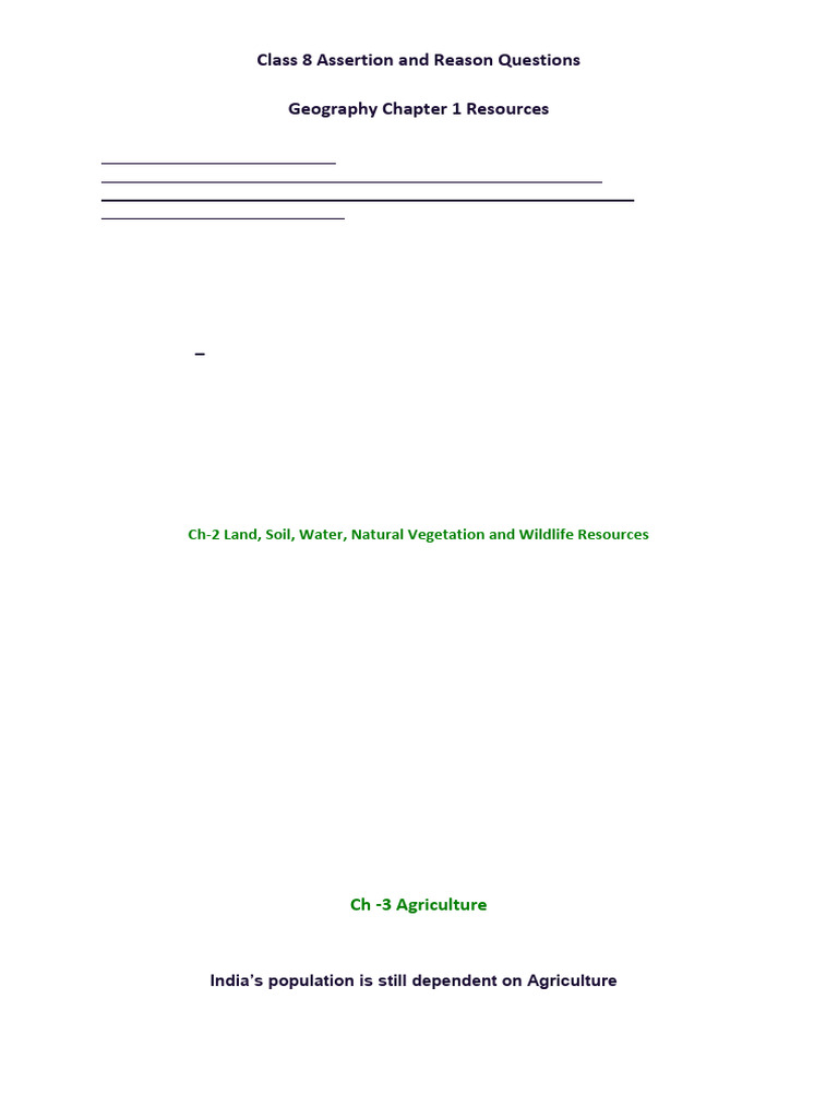 Assertion and Reason Questions Class 8 SST (Term-I) | PDF | Secularism ...